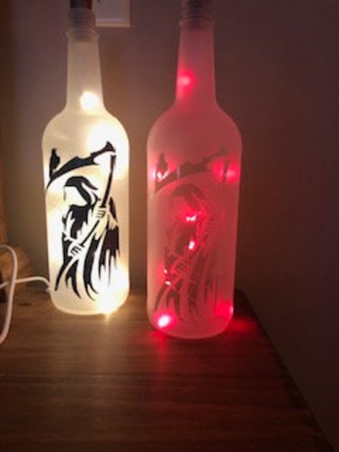 1liter Glass Bottle Custom Designs Sandblasted With Lights - Etsy