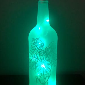1liter Glass Bottle Custom Designs Sandblasted With Lights - Etsy