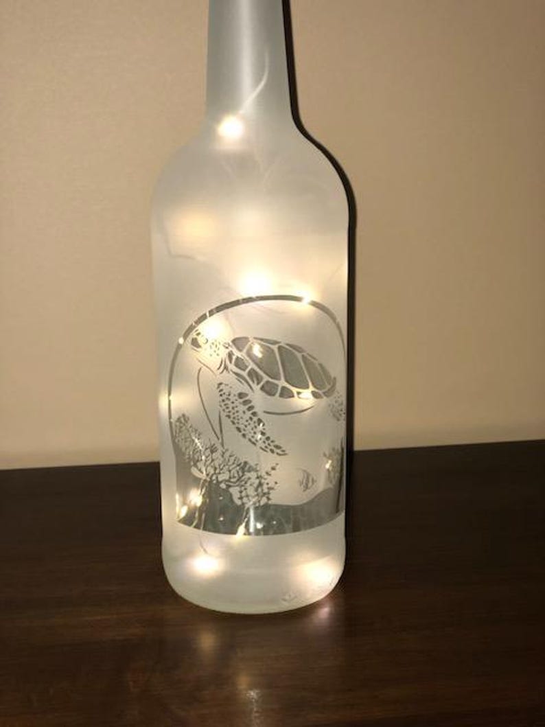 1liter Glass Bottle Custom Designs Sandblasted With Lights - Etsy
