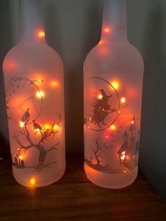 1liter Glass Bottle Custom Designs Sandblasted With Lights - Etsy