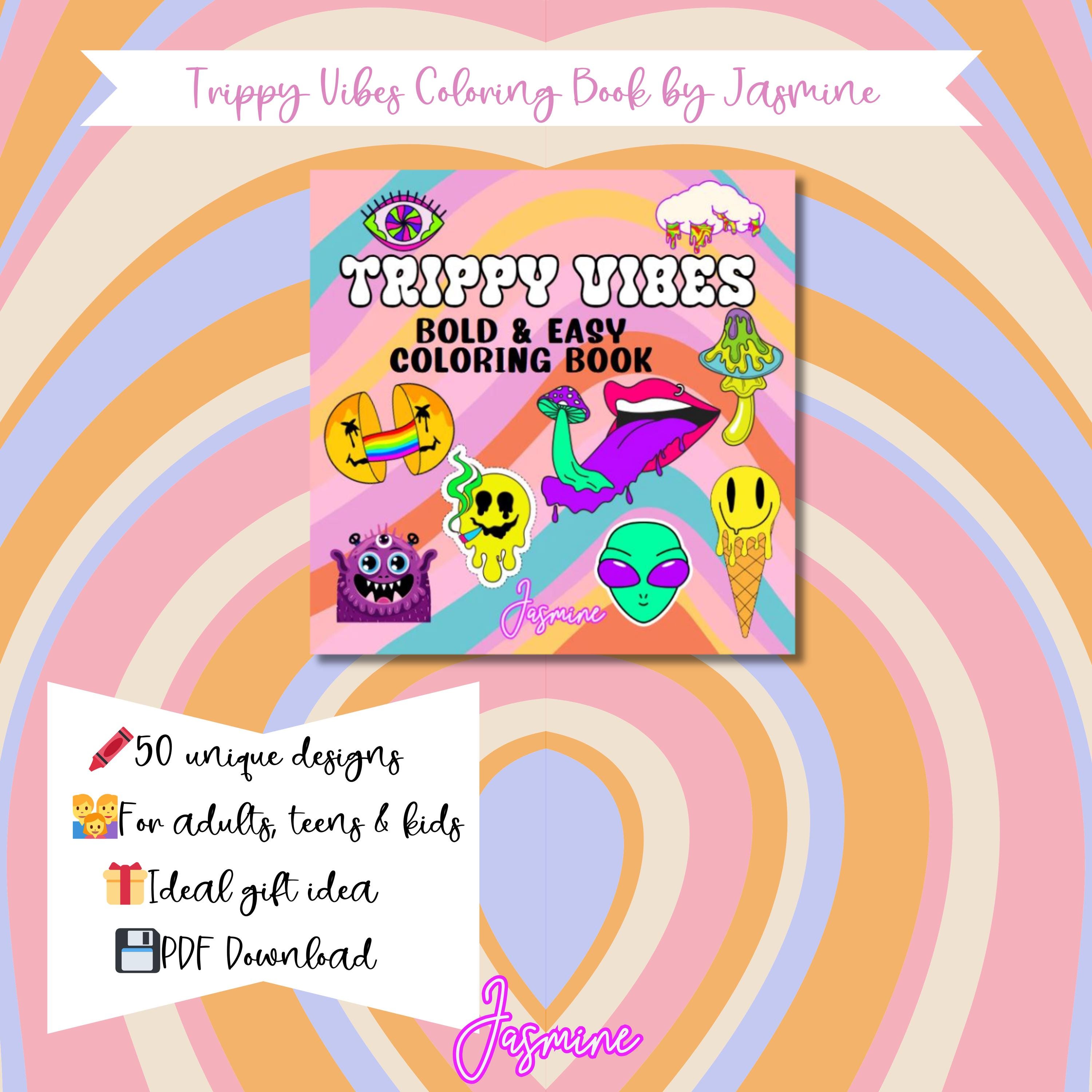 Trippy Vibes Bold and Easy Coloring Book by Jasmine, Easy Coloring Book ...