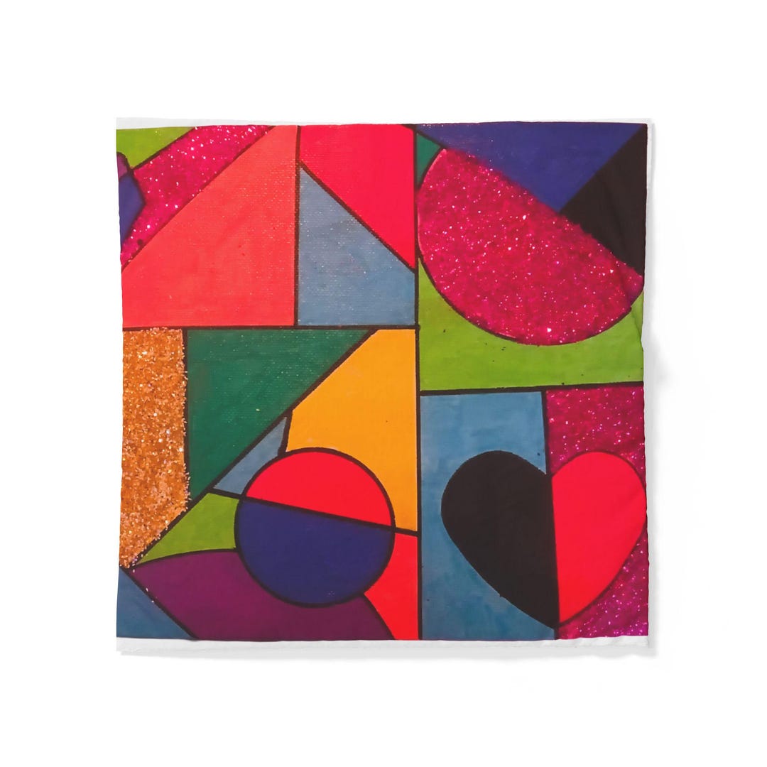 Geometric Colorblock Heart and Circle Cotton Duvet Cover | Modern ...