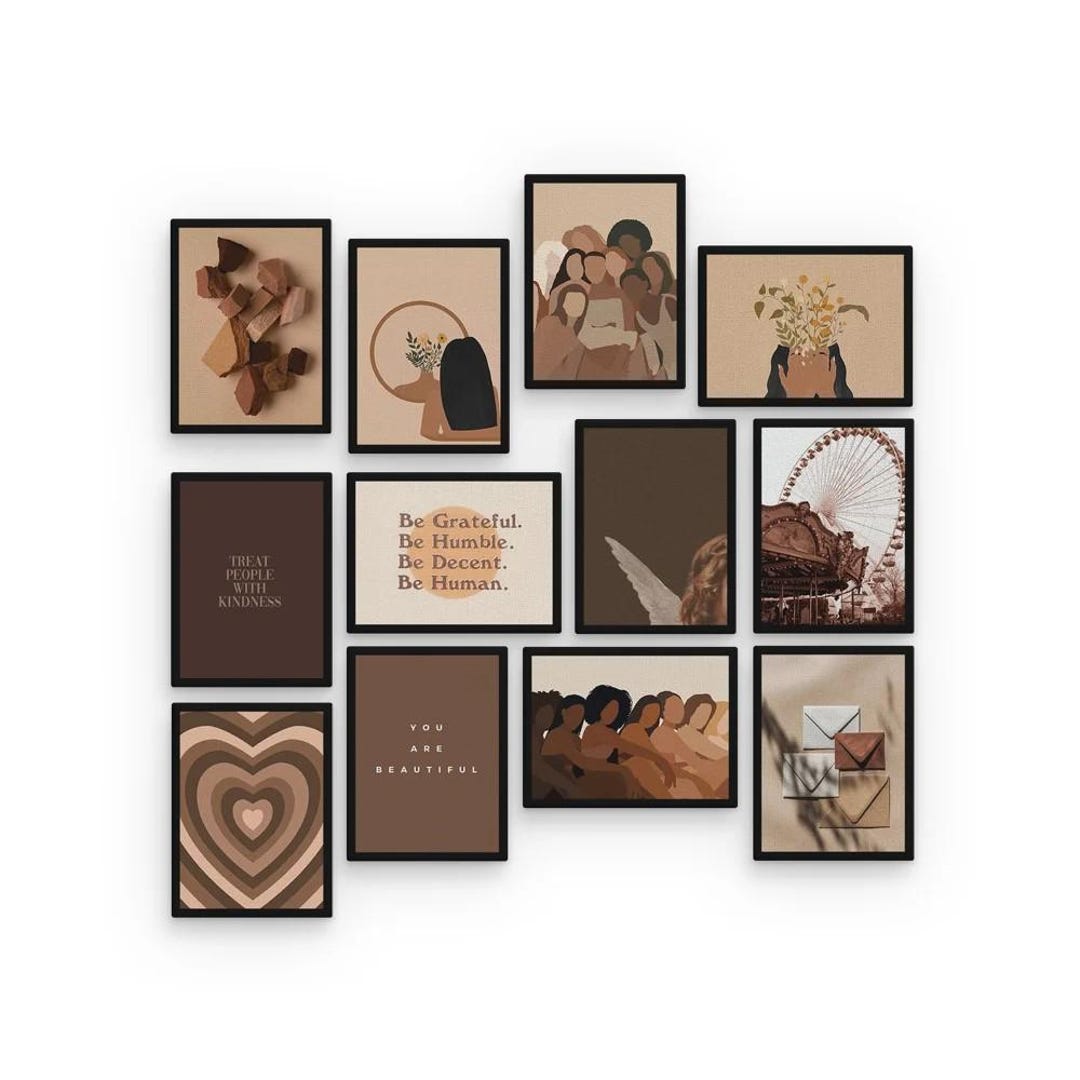 Warm Tones Affirmation Wall Art Collection Set of 12 Picture Tiles - Etsy