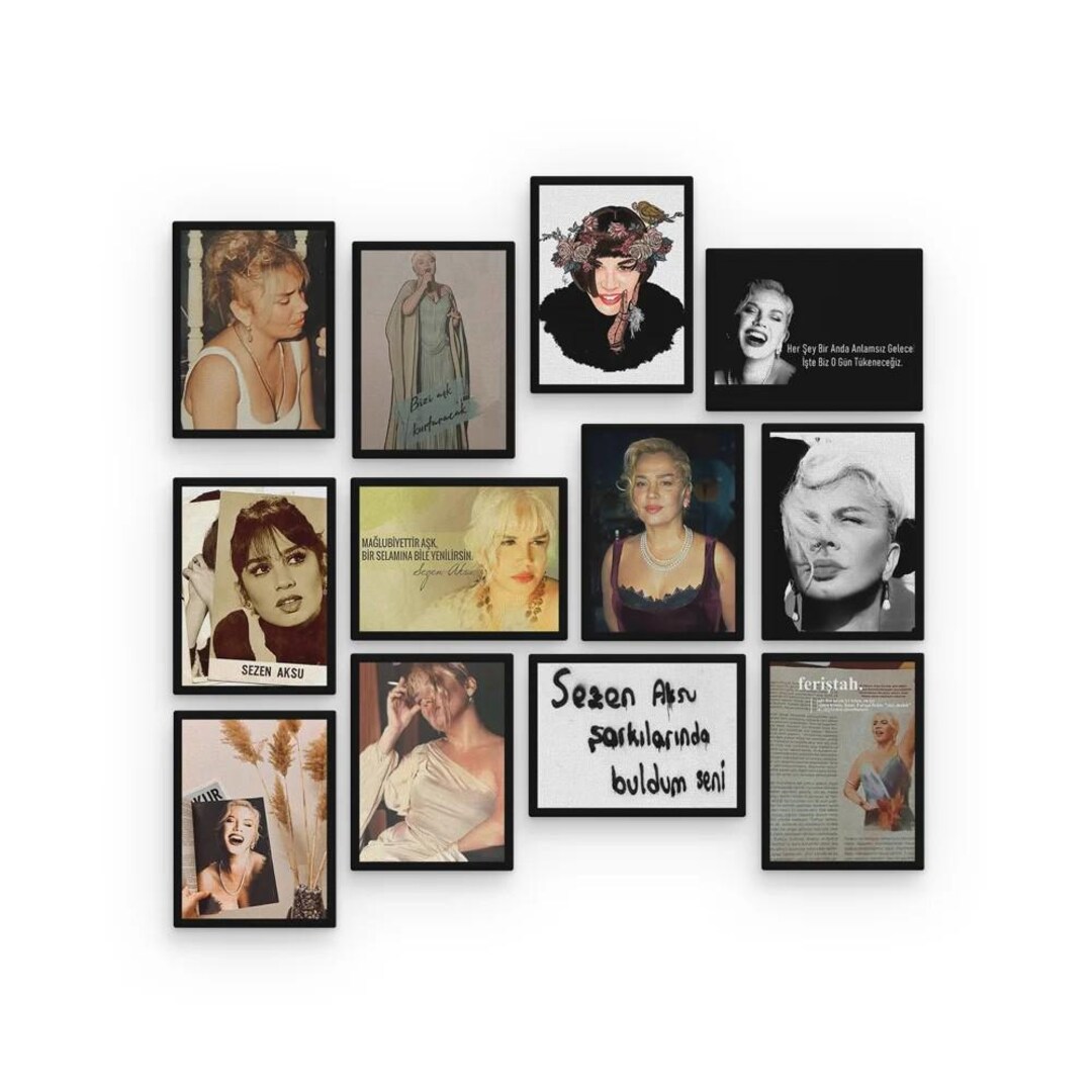 Sezen Aksu Turkish Singer Themed Wall Art Collection Set of 12 Picture ...