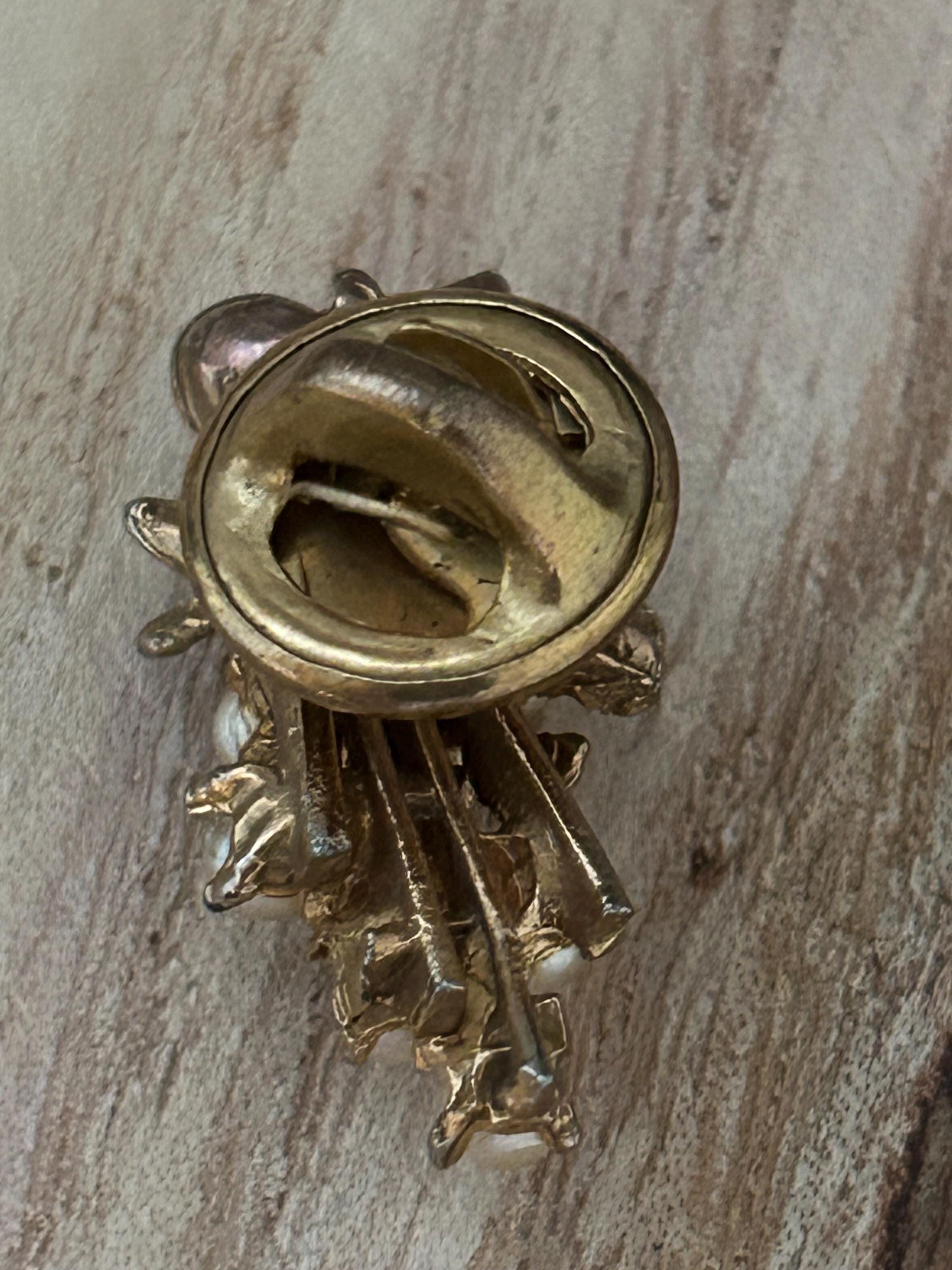 Vintage Ballou Reg’d Gold Floral and Pearl Lapel Pin - Etsy