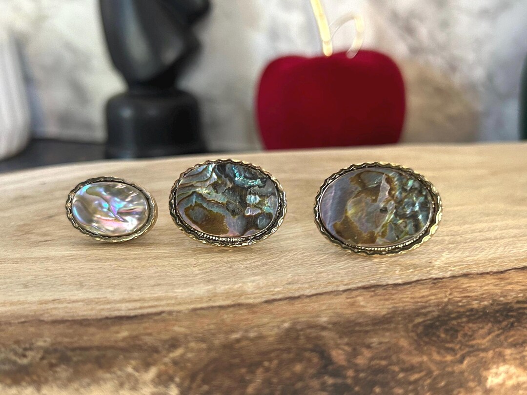 Vintage Anson Abalone Shell Cufflinks and Tie Tack Set - Etsy