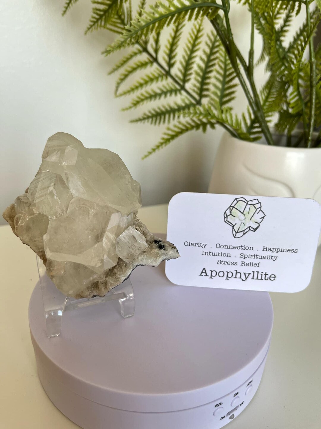 Rough Apophyllite Cluster With Stand, Natural Crystal Decor - Etsy