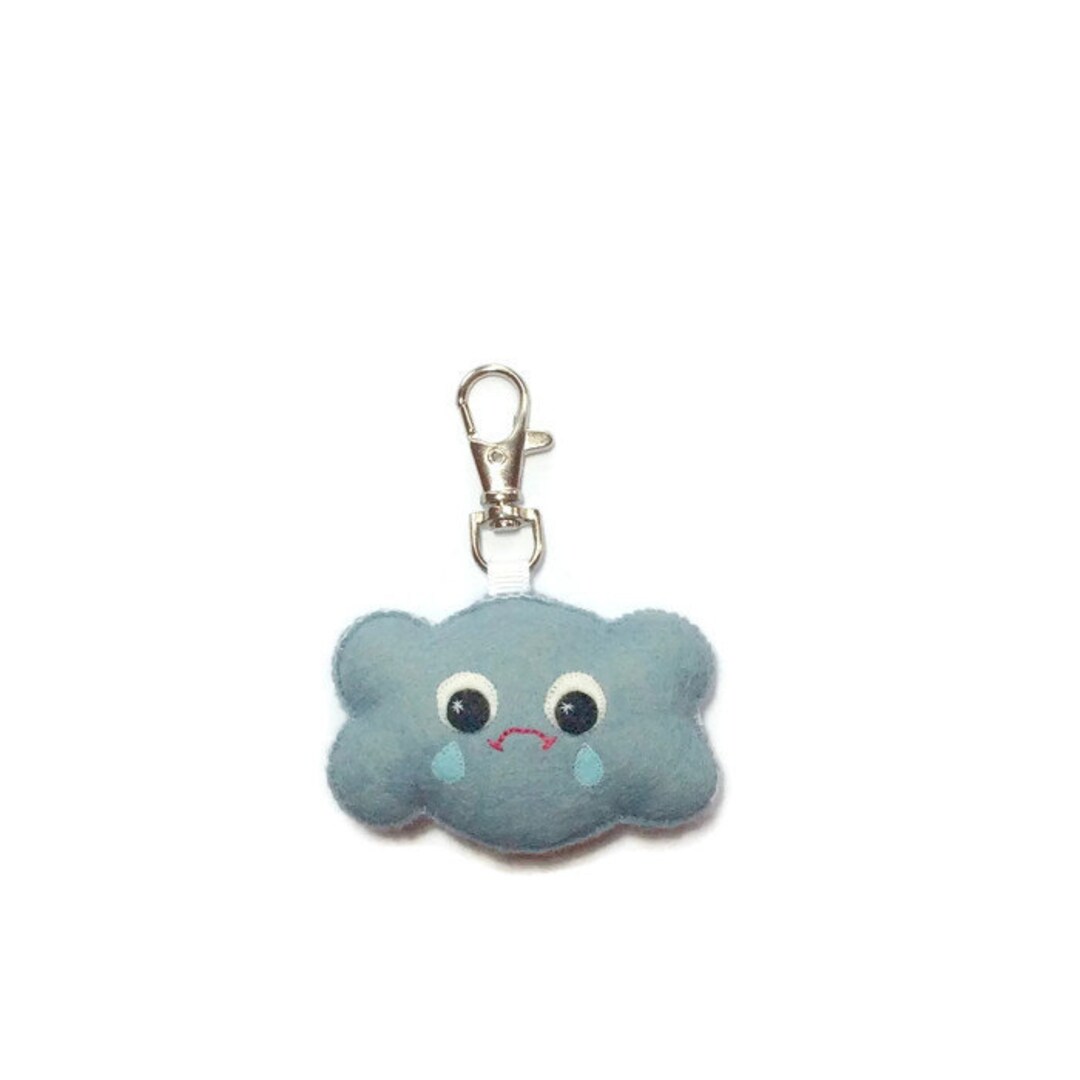 Cloud Keyring - Cloud Key Chain - Kawaii Key Chain - Sad Rain Cloud ...
