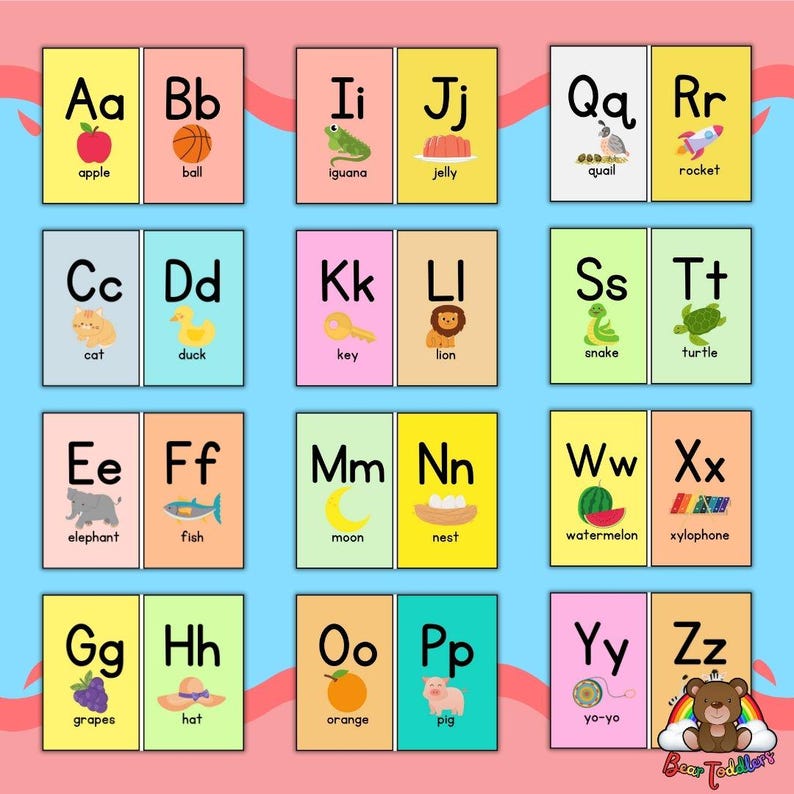 13 ALPHABET Flashcards/ Printables Flashcards/ Worksheet for Kids ...