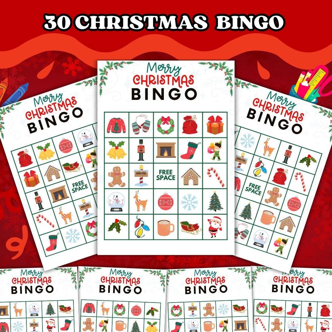 30 CHRISTMAS BINGO / Christmas Party/ Christmas Group Game/ Christmas ...