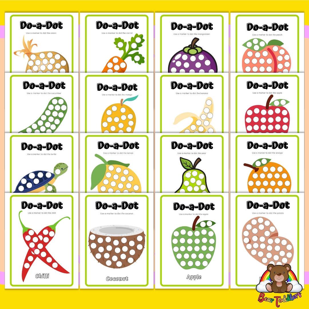 50 Dot a Dot Worksheets for Kids, Do a Dot Activity, Toddler Workbook ...