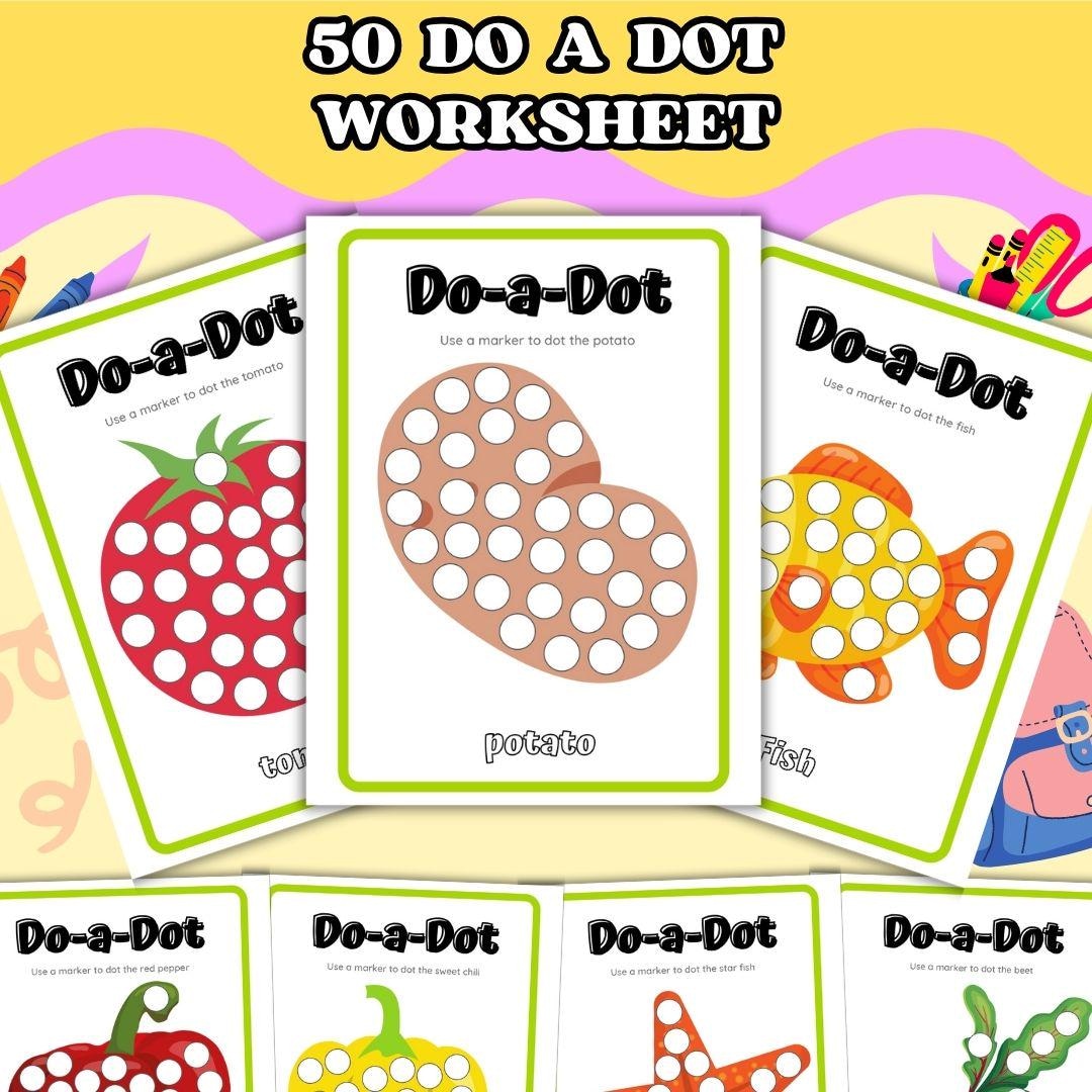 50 Dot a Dot Worksheets for Kids, Do a Dot Activity, Toddler Workbook ...