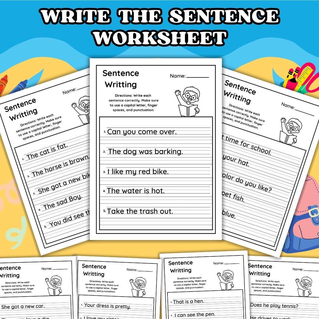 30 Write the Sentence Worksheets, Printable Sentences Writing Practice ...
