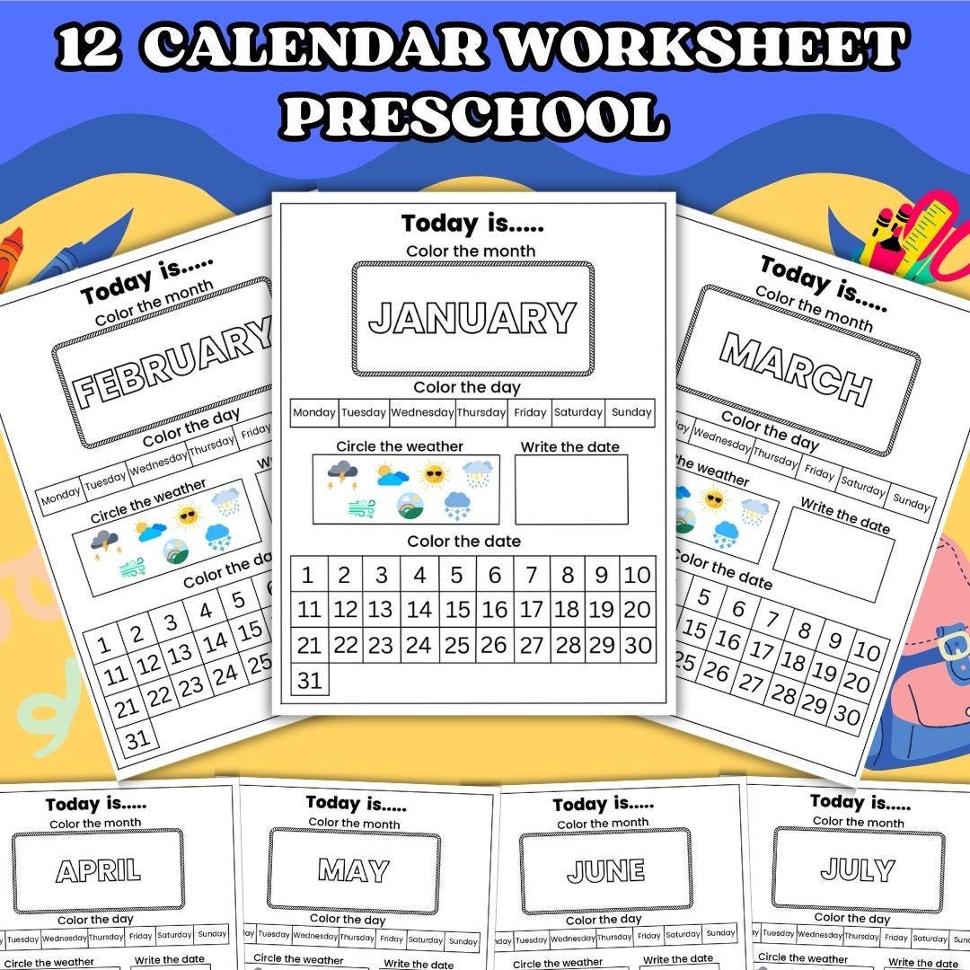 12 Printable Preschool Calendar Worksheet Page, Preschool Curriculum ...