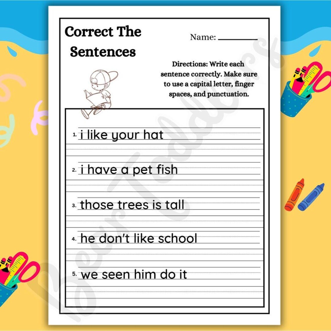 30 Write the Sentence Worksheets, Printable Sentences Writing Practice ...