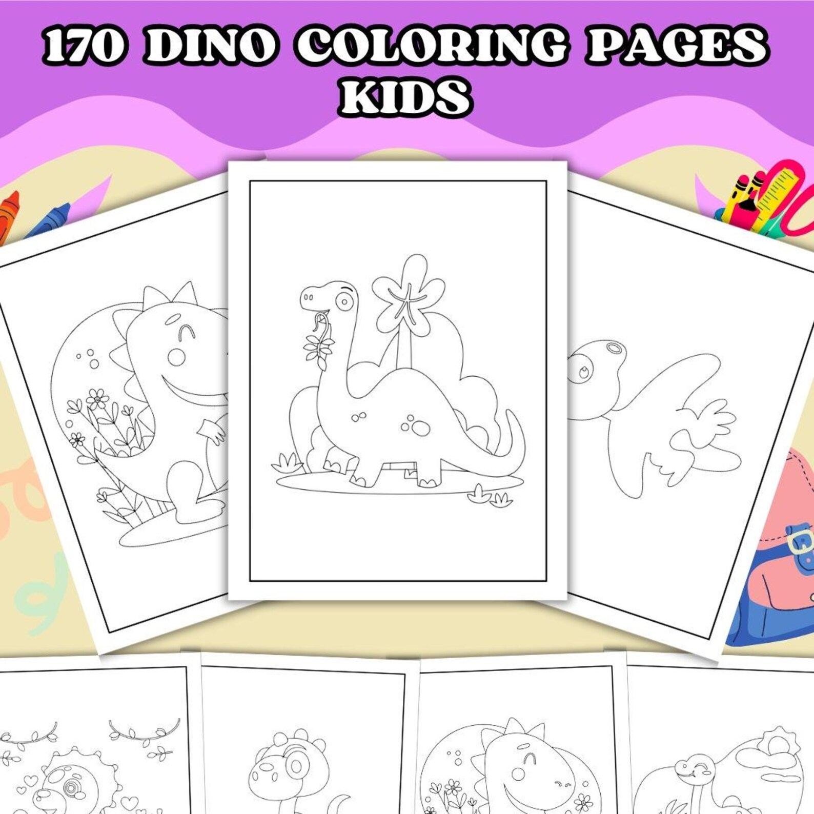 170 Dinosaur Coloring Pages Printablefor Kids ,toddlers Preschoolers ...