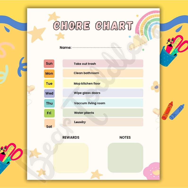 40 Kids Chore Charts, School Routine, Chart Instant Download, Routine Chart, Reward Allowance ...