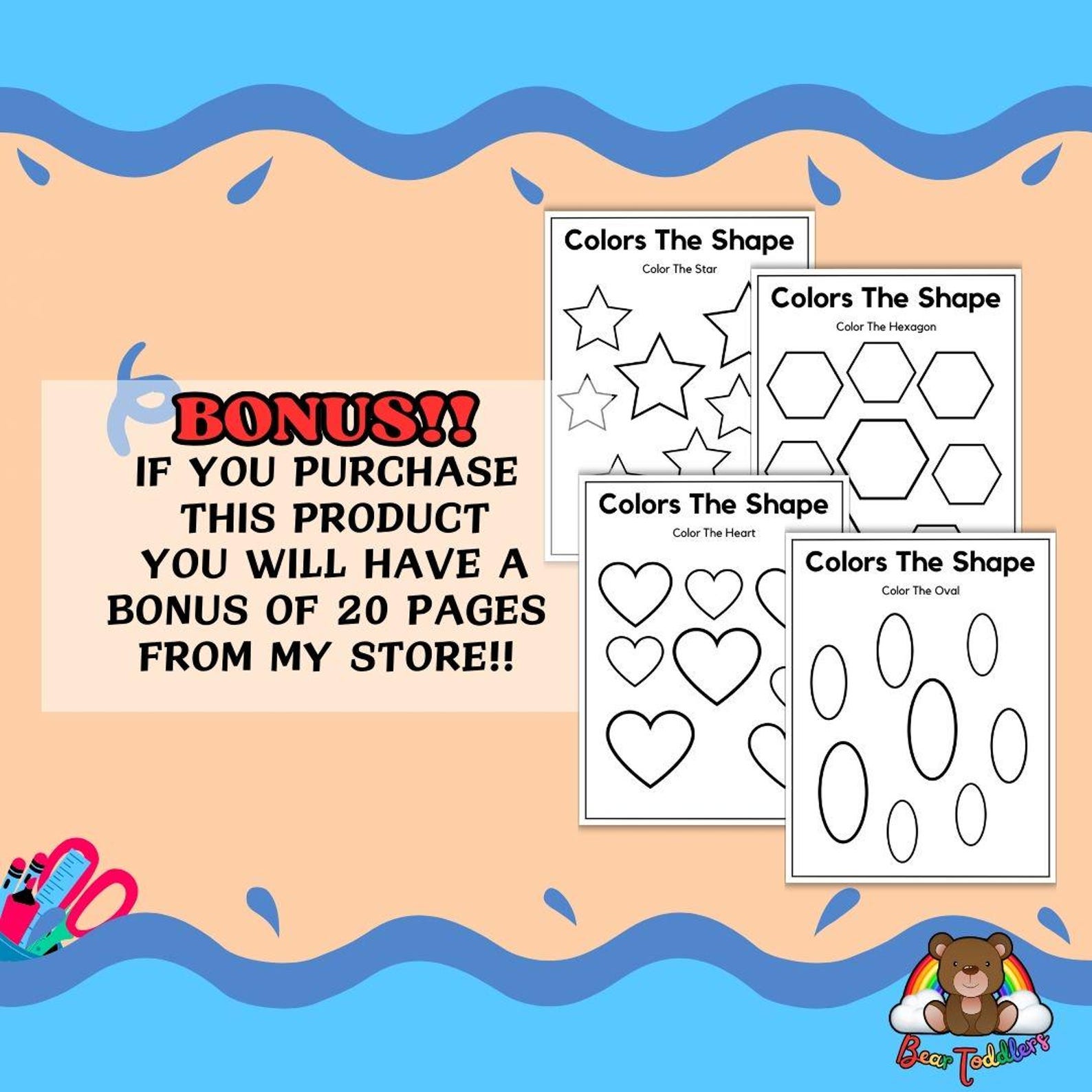 25 Printable Shape Coloring Worksheet, Shape Color Page, Toddler ...