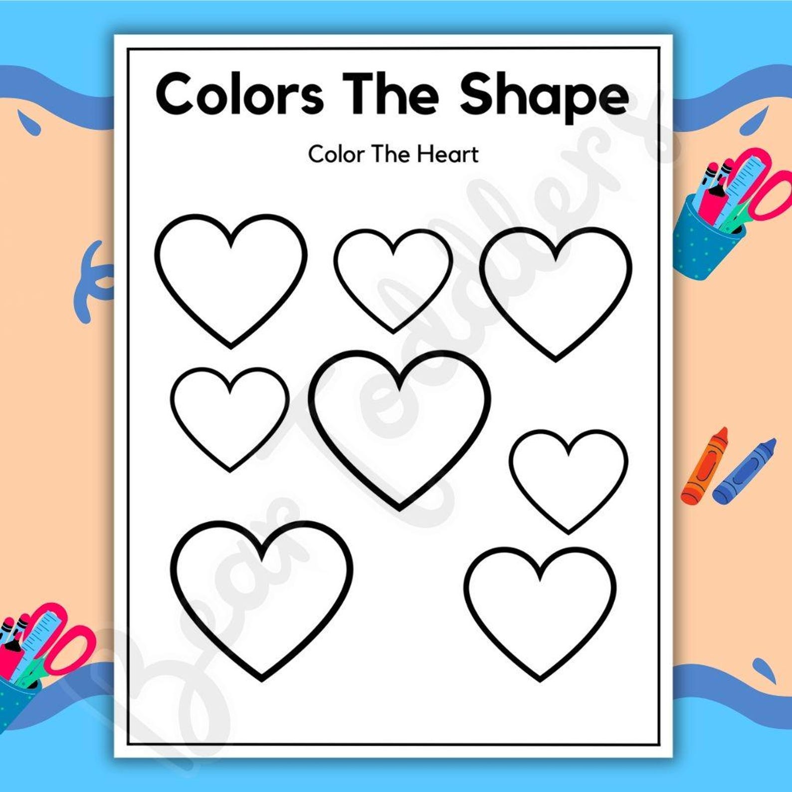 25 Printable Shape Coloring Worksheet, Shape Color Page, Toddler ...