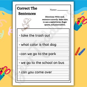 30 Write the Sentence Worksheets, Printable Sentences Writing Practice ...
