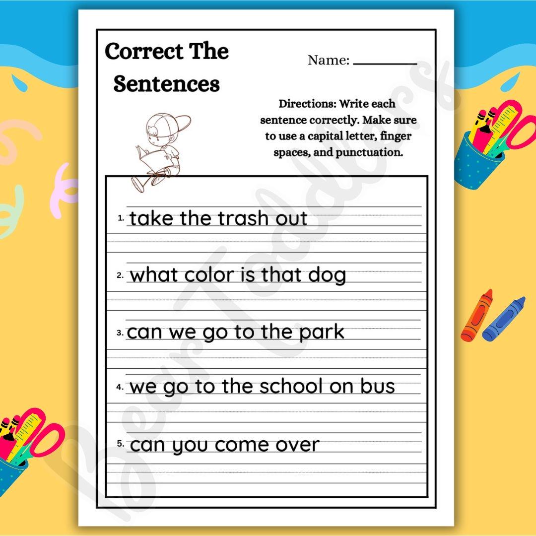 30 Write the Sentence Worksheets, Printable Sentences Writing Practice ...