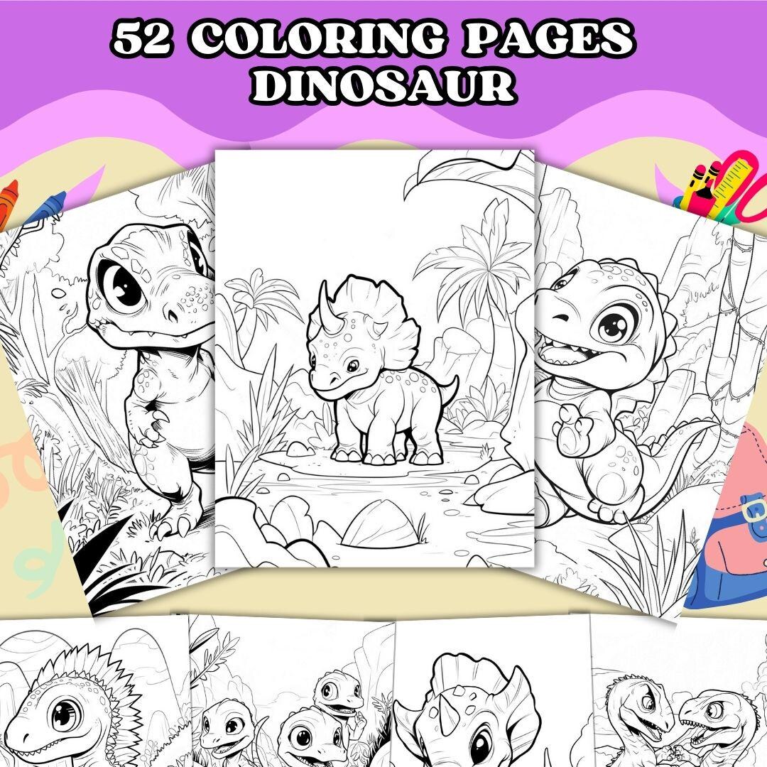 52 Easy Dinosaur Coloring Pages for Kids ,toddlers Preschoolers ...