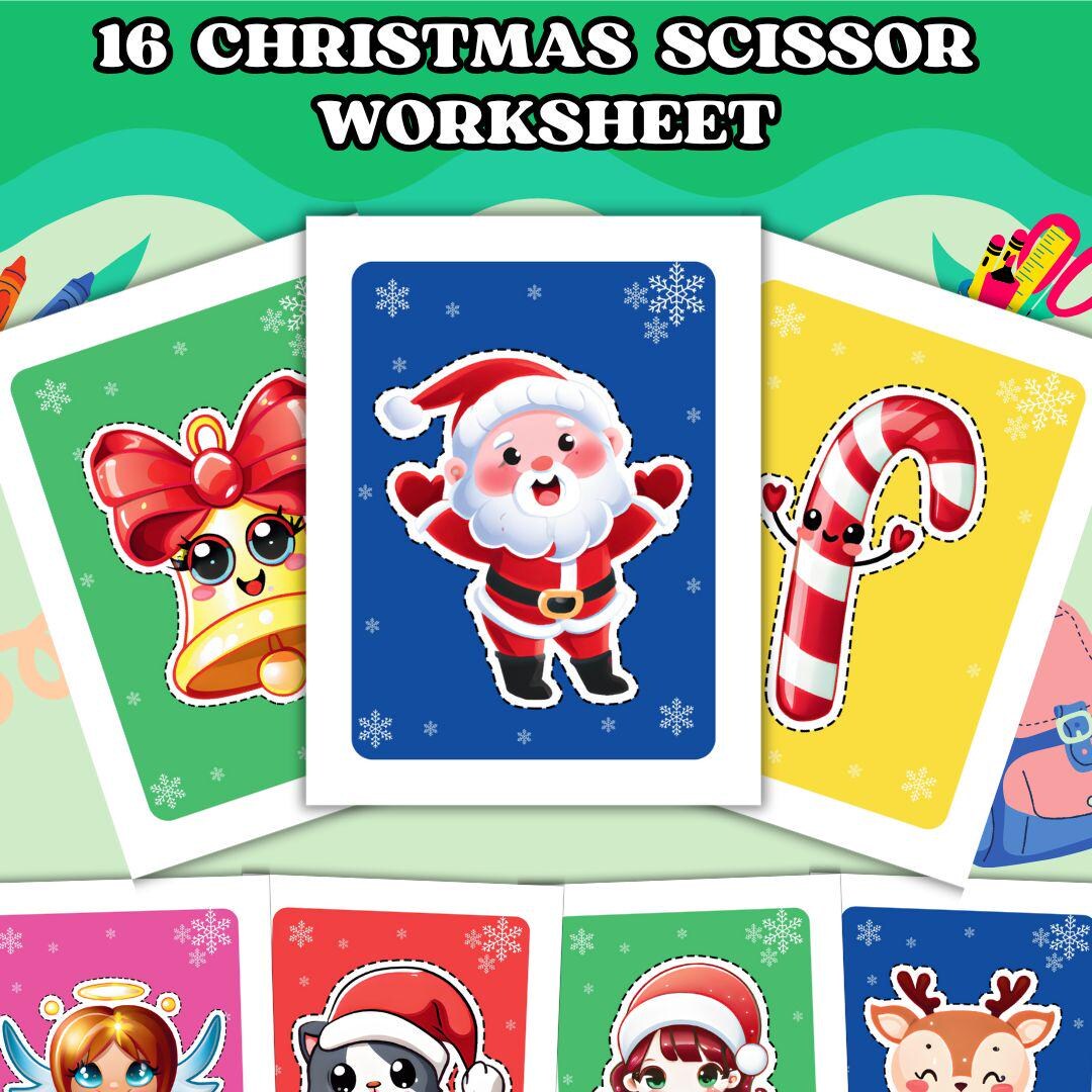 16 Christmas Scissor Skills Printable Worksheets , Christmas Cut Out ...