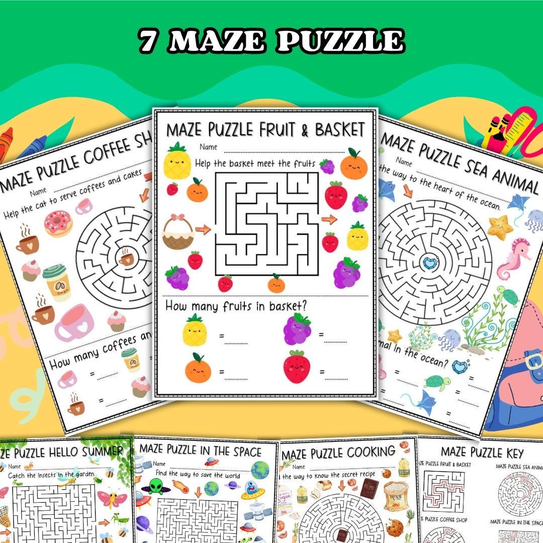 Kids Maze Pages, A4 Activity Sheets, Printable Mazes for Kids, Problem ...