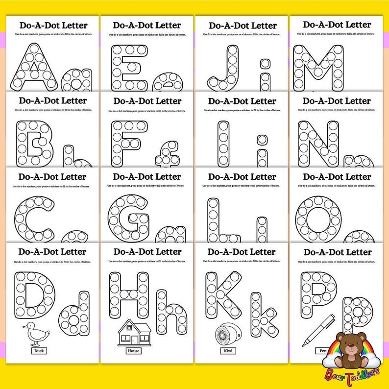 26 Dot a Dot Marker Tracing Worksheets for Kids, Do a Dot Activity ...