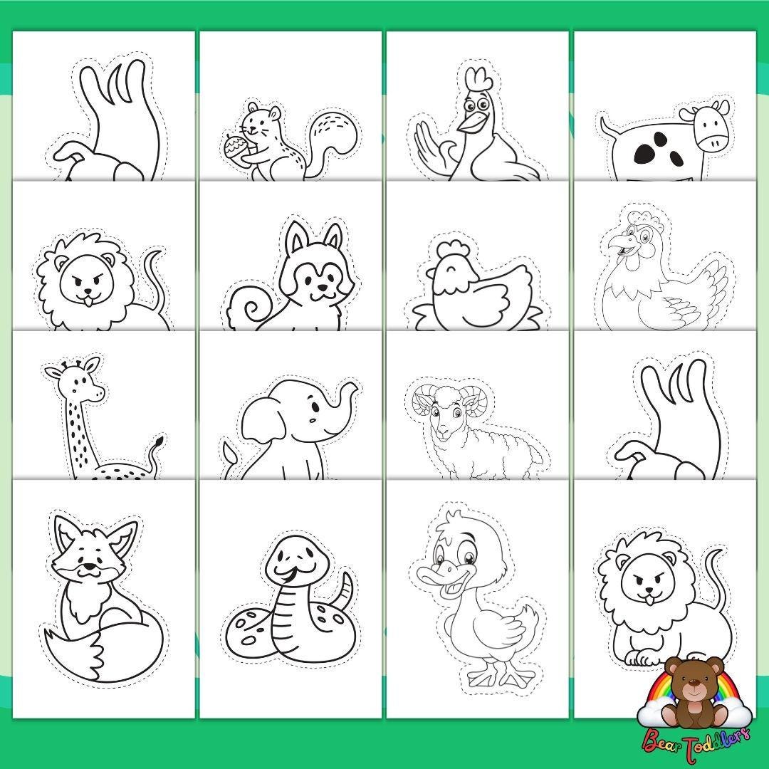 31 Farm Animal Cutting Practice Sheets, Activity Book Kids, Preschool ...