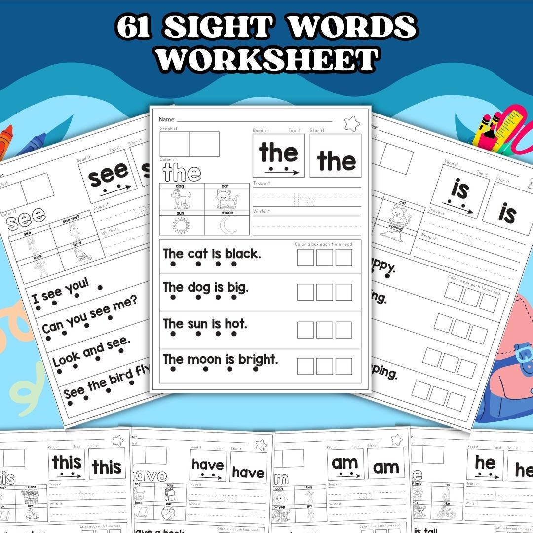 61 Printable Sight Words for Kids, Printable Activity Worksheets ...