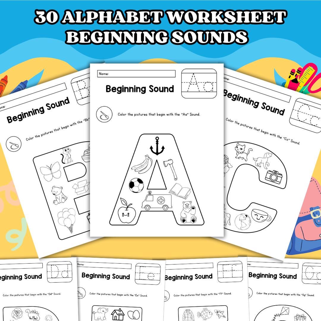 30 Alphabet Worksheetst, Letter Sounds Worksheet, Toddler Workbook ...