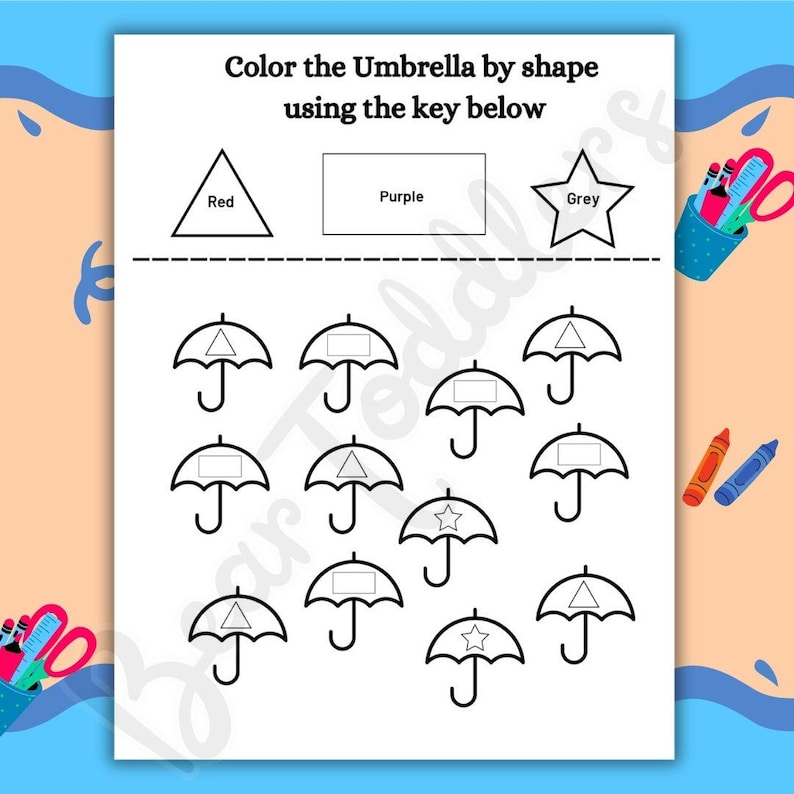 25 Printable Shape Coloring Worksheet, Shape Color Page, Toddler ...