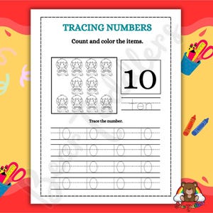 200 Digital Math Tracing & Coloring, Pages for Kids Learn Numbers With ...