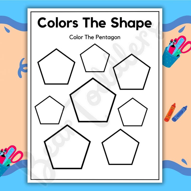 25 Printable Shape Coloring Worksheet, Shape Color Page, Toddler ...