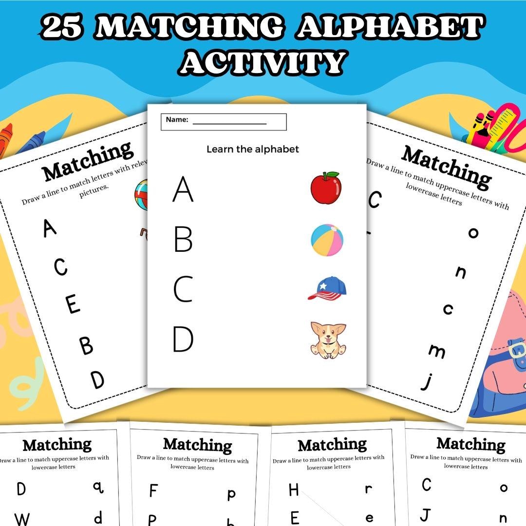 25 Alphabet Matching Activity, Worksheets Printable Matching, Toddler ...
