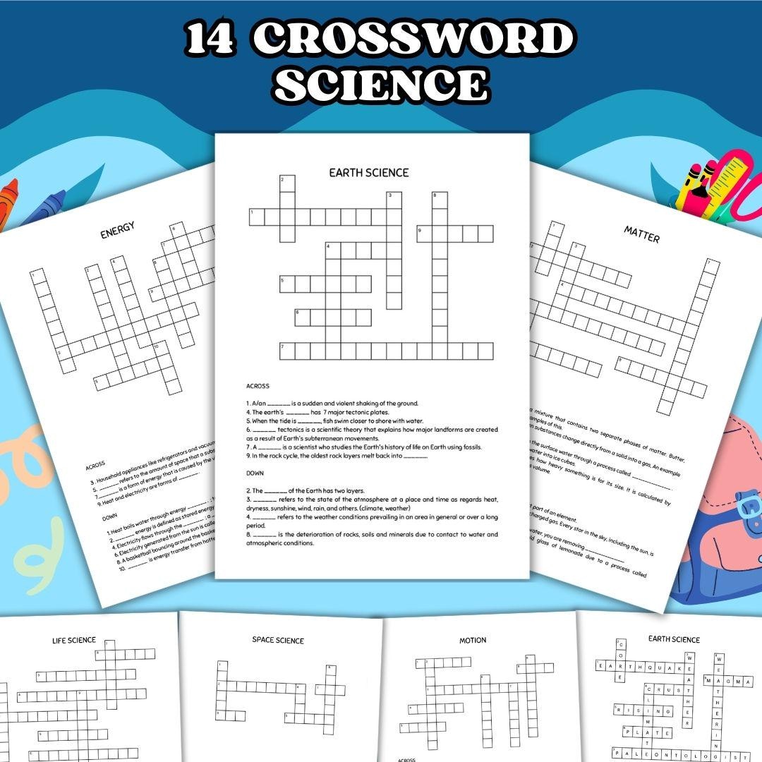 14 Science Crosswords for Kids, Crossword Printable Pdf, Activity Book ...