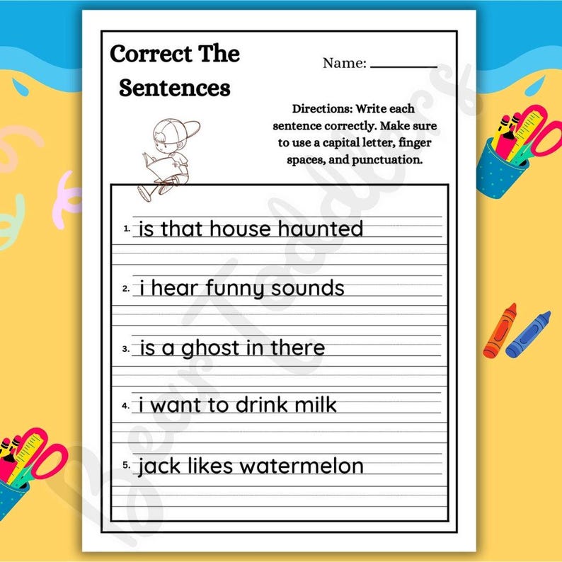 30 Write the Sentence Worksheets, Printable Sentences Writing Practice ...