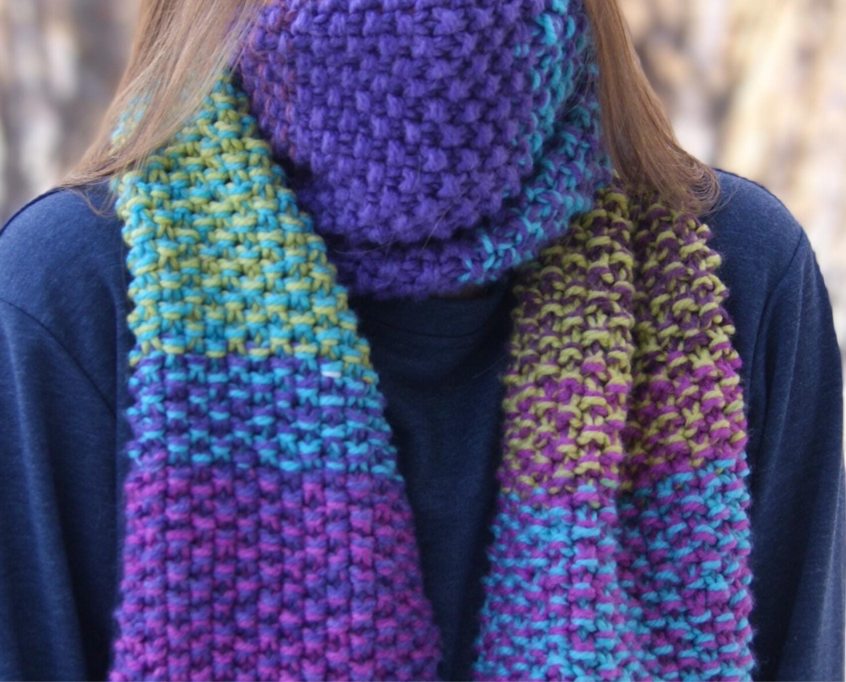 Scarf Knitting Pattern Easy Chunky Scarf Pattern Beginner Knitting ...