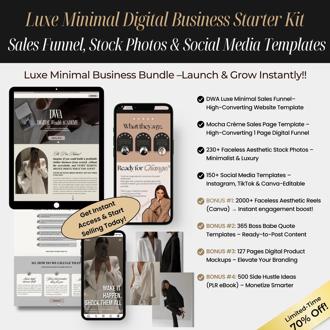 DWA Luxe Minimal Business Bundle | High-converting Sales Funnel,stock Photo | Social Media ...
