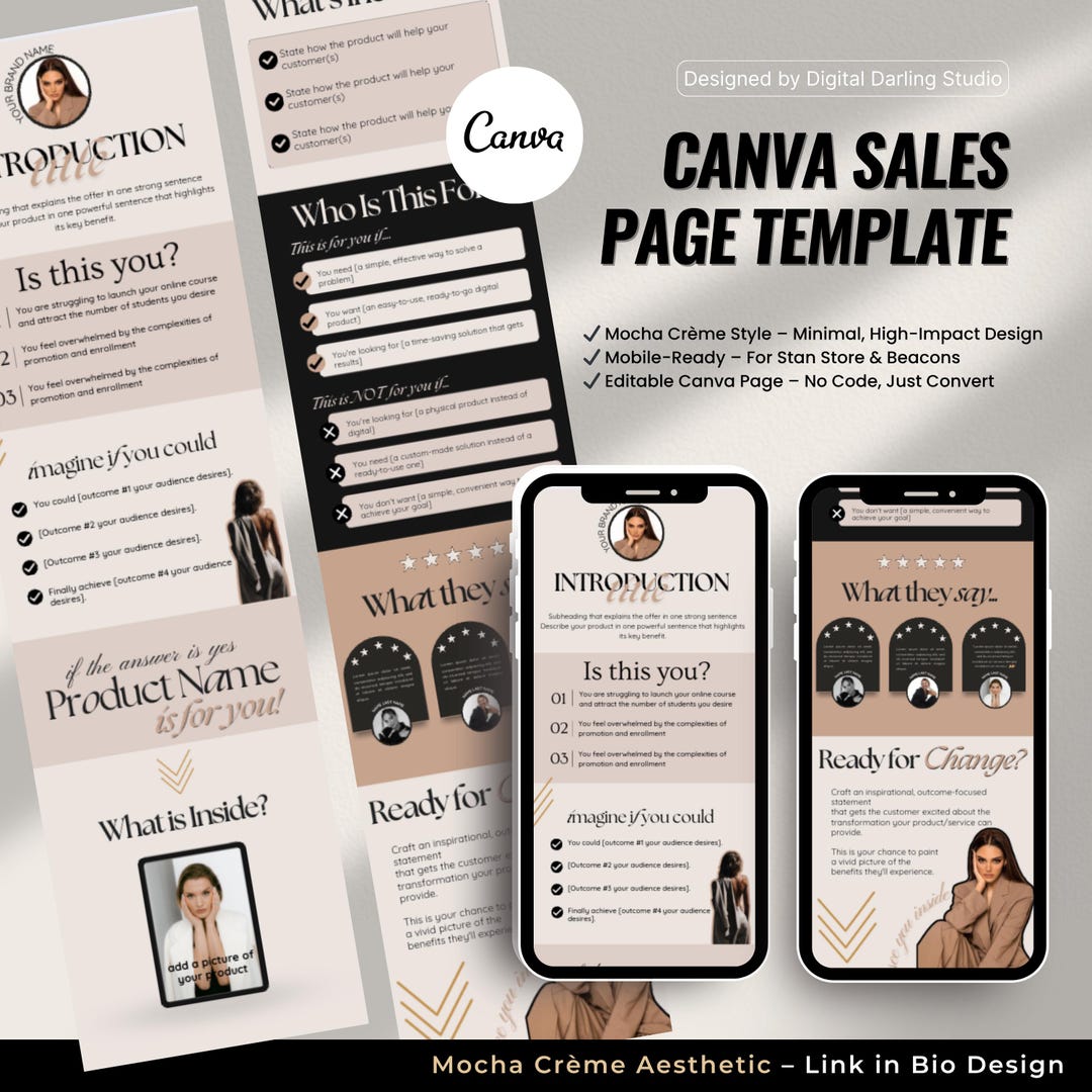 Beacons, Stan Store | Mocha Crème Sales Page Template High-converting ...