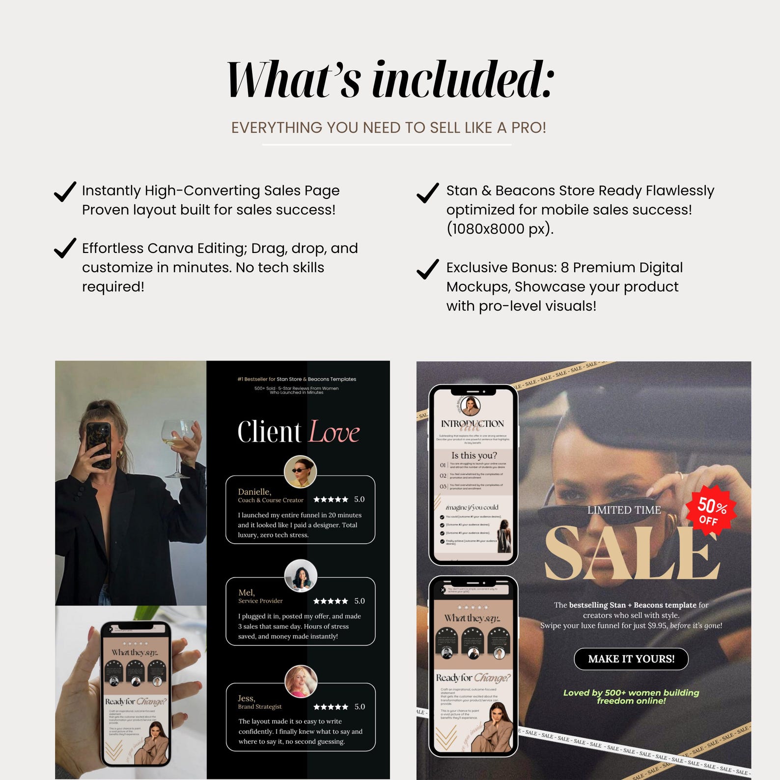 Beacons, Stan Store | Mocha Crème Sales Page Template High-converting ...