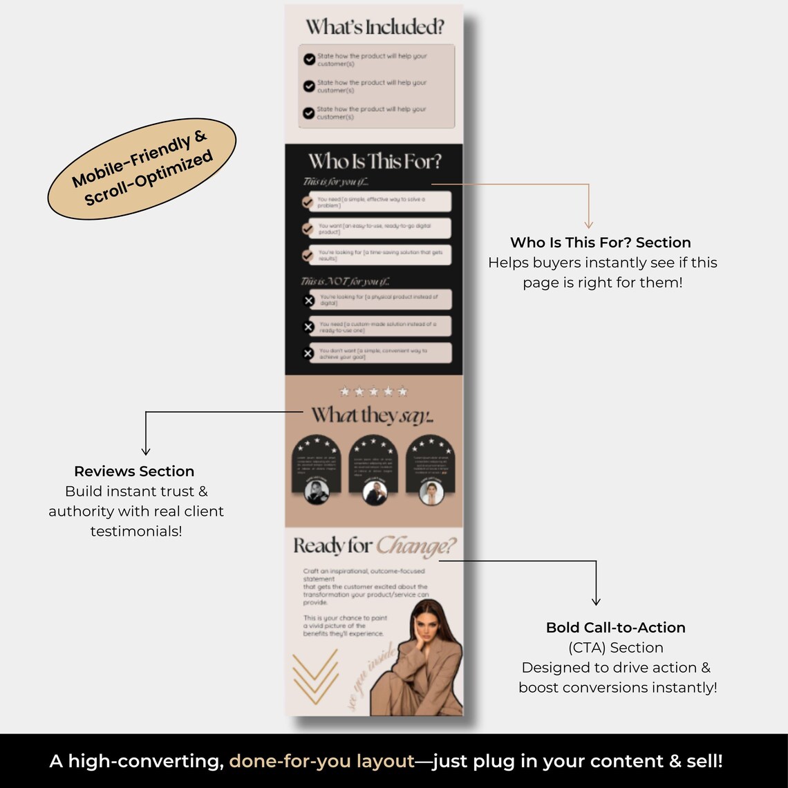 Beacons, Stan Store | Mocha Crème Sales Page Template High-converting ...