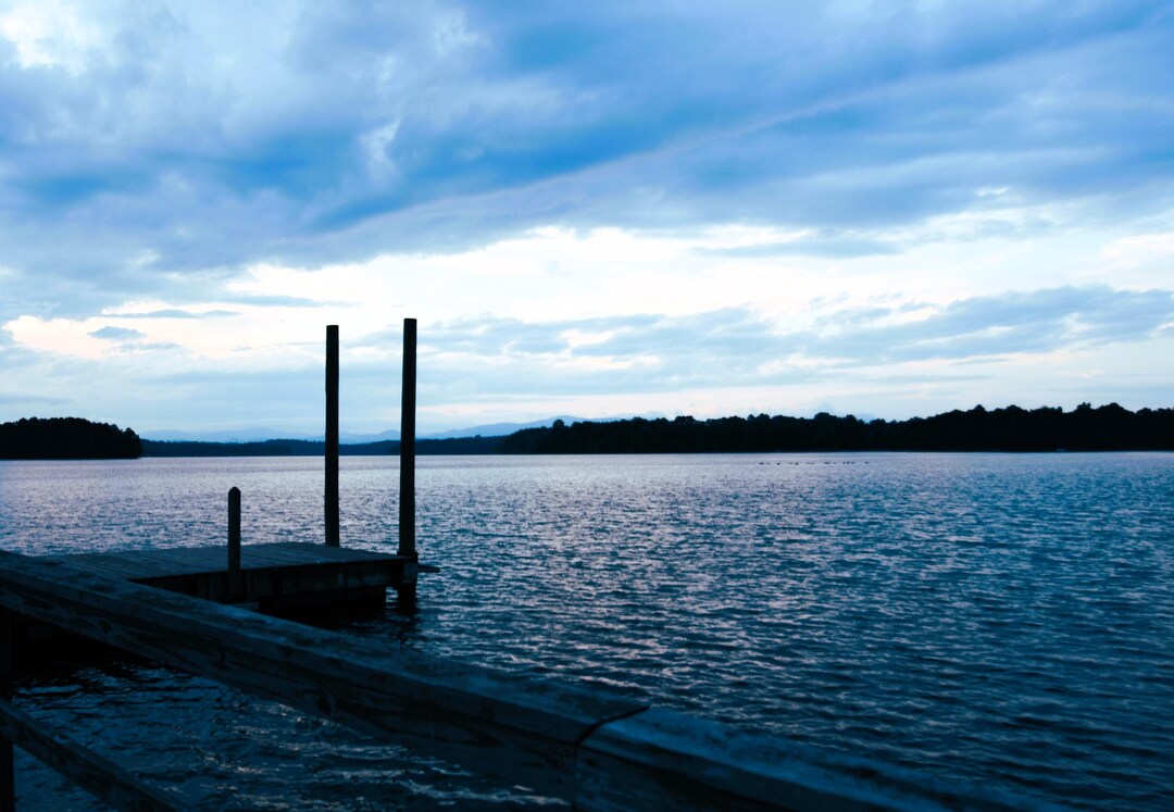 Lake Canvas Print 37"x20" Peaceful Dock at Sunset in Blue - Etsy