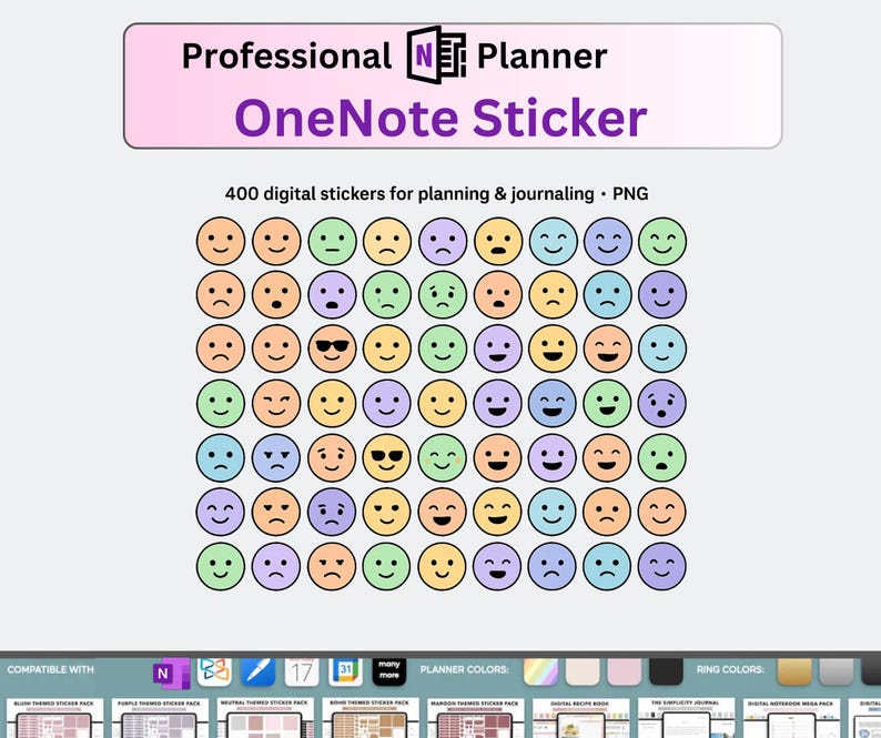 Onenote Digital Stickers, Mood, Holiday Stickers, Onenote Stickers ...
