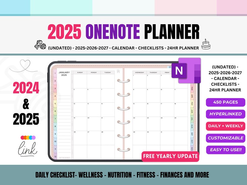Onenote Planner 2025-2026, Digital Template, Hyperlinked - Etsy