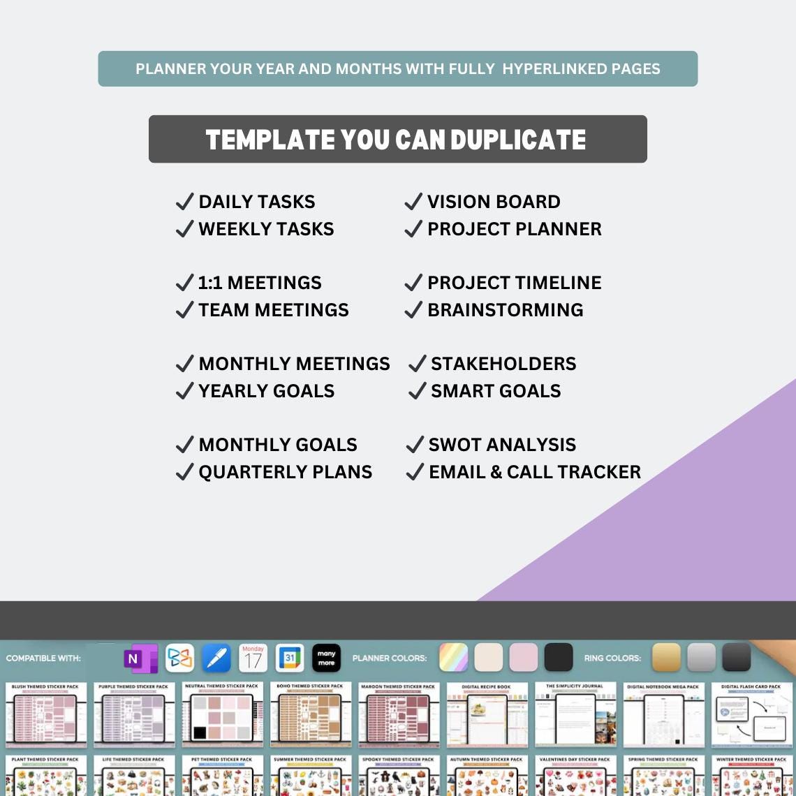 Onenote Planner 2025 Professional One Note Template for Project ...