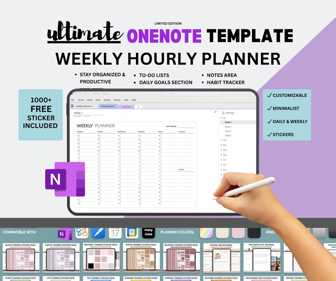 Onenote Hourly Planner 2025, Hourly Planner, One Note Template ...