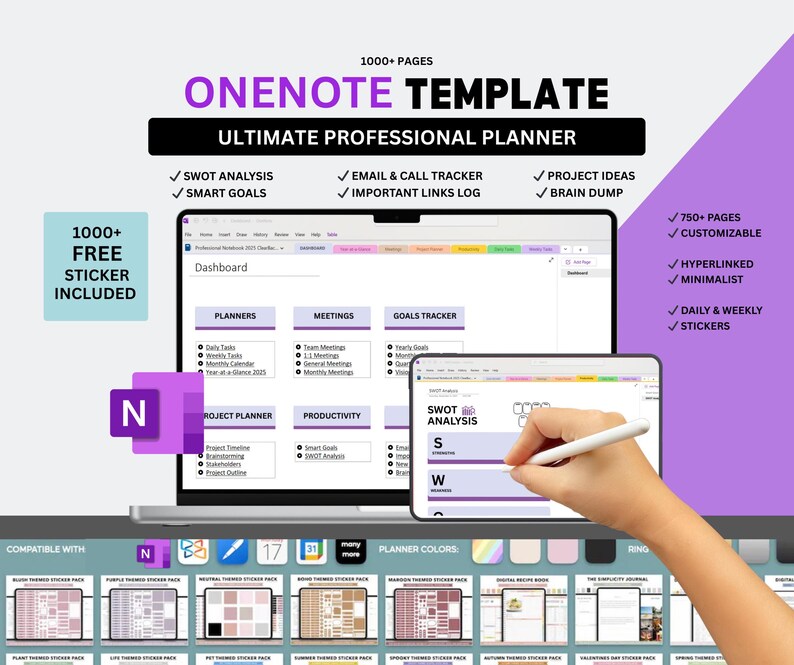 Onenote Planner 2025 Professional One Note Template for Project ...