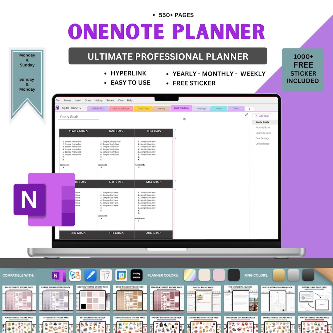 Onenote Planner 2025 2026 Professional One Note Template for Project ...